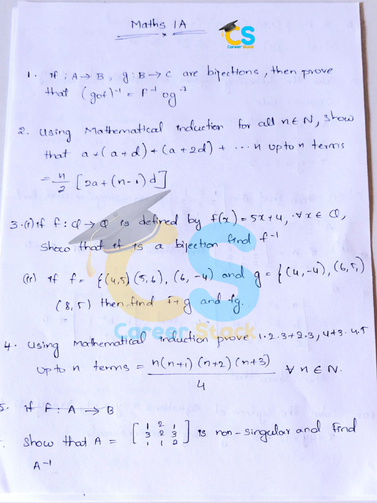 Ipe - 1 A & 1 B Maths Important Questions Career Stack | PDF