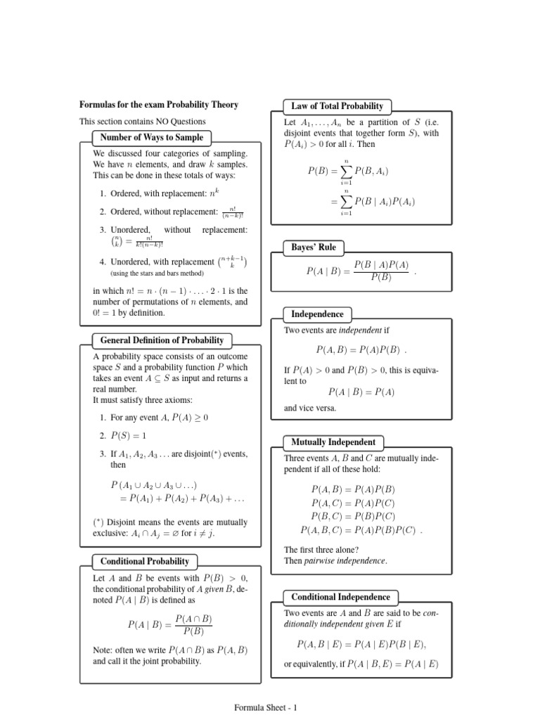 PT2425 Cheatsheet Updatedv2 | PDF | Probability Distribution | Random Variable