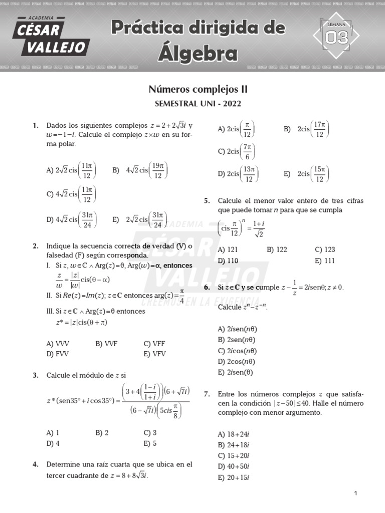 Algebra 3 | PDF | Matemáticas