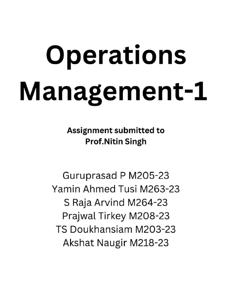 OM Assignment Group No.02 | PDF
