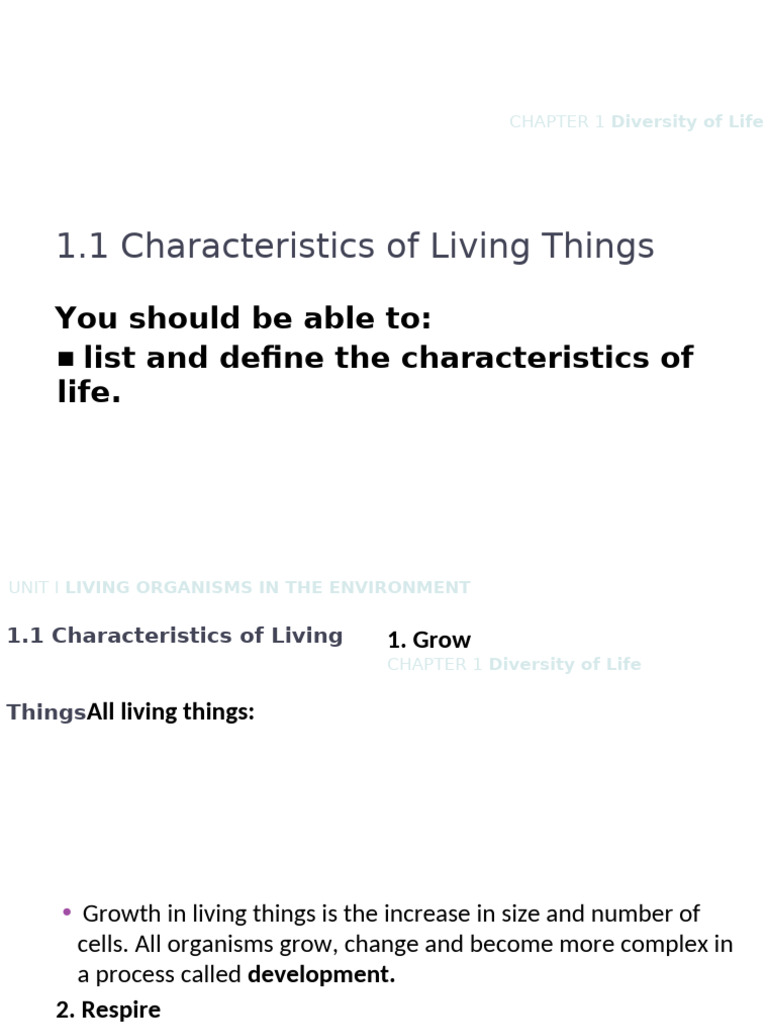Characteristics and Classification of Life | PDF | Life | Cell (Biology)