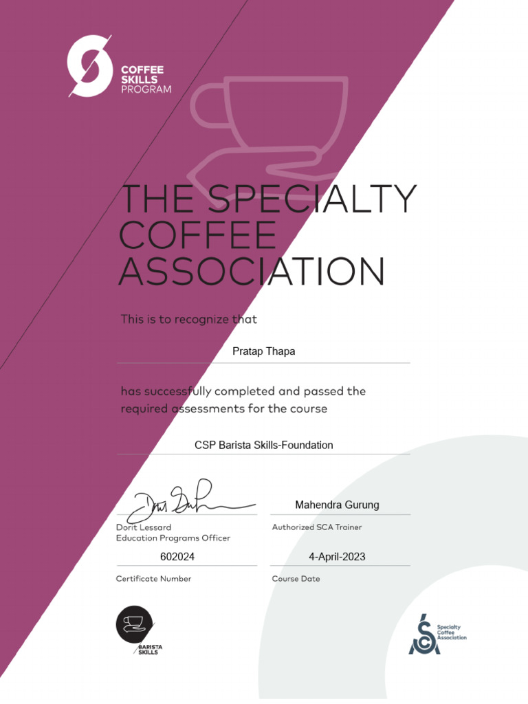 Coffee Certificate | PDF