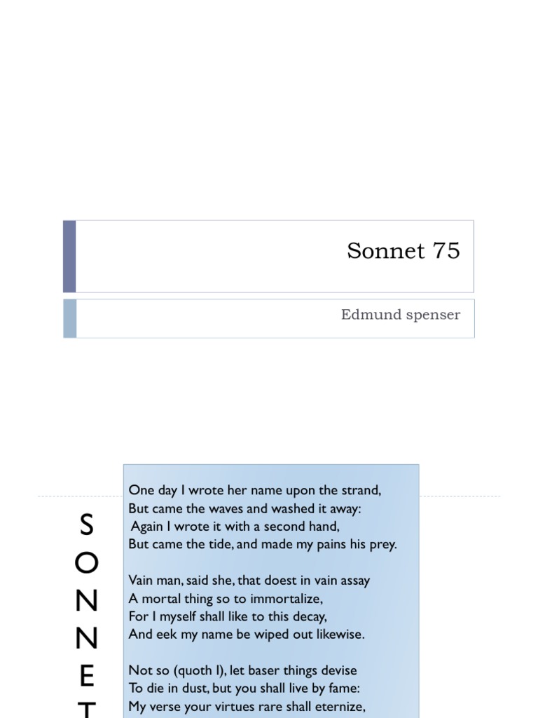 Spenser's Sonnet 75: Eternal Love | PDF | Stanzaic Form | Poetry