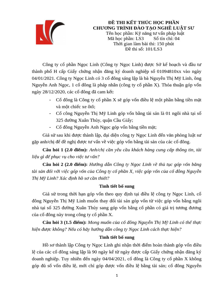 đề mẫu LS3 | PDF