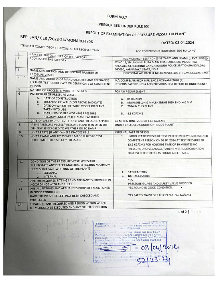 Compressor Certificate 1 | PDF