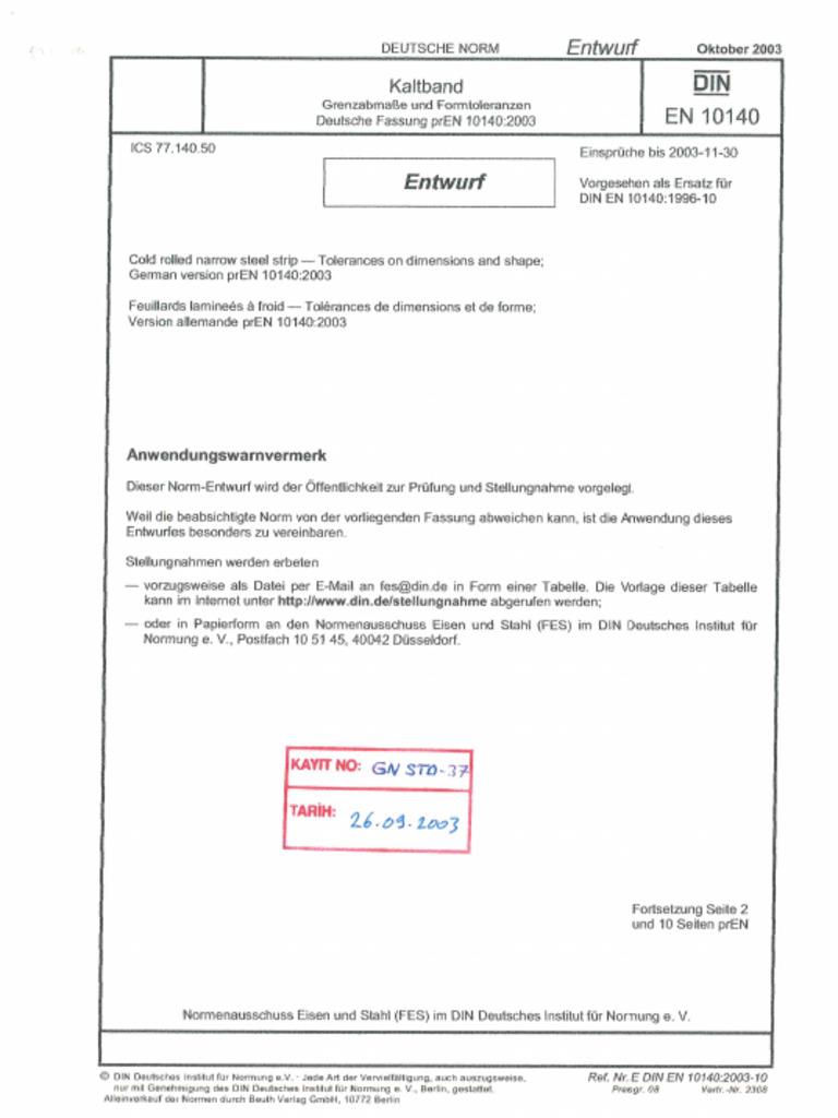Din en 10140 | PDF