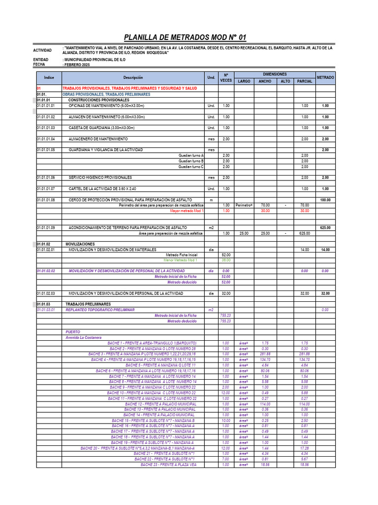 4 Planilla de Metrados General 10 02 2025 | PDF | Seguridad y salud ocupacional | Las ...
