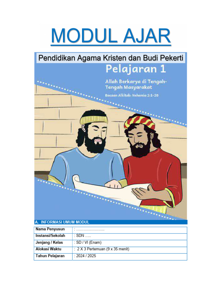 Modul Ajar Agama Kristen Kelas 6 | PDF