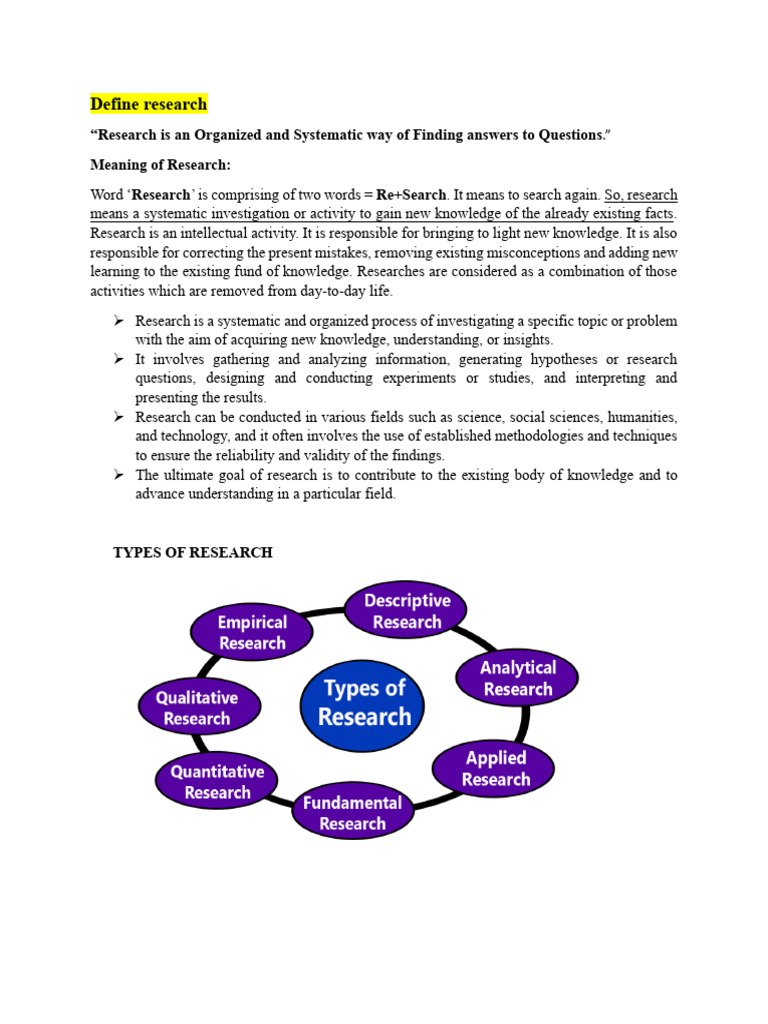 Define Research | PDF | Methodology | Quantitative Research