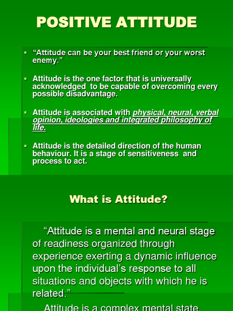 Positive Attitude - 24102011 | PDF | Attitude (Psychology) | Affect ...