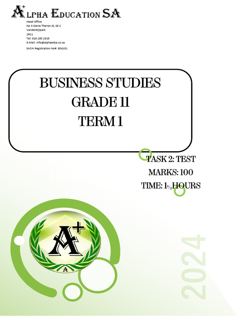 Business Studies GR 11 Term 1 Task 2 | PDF | Franchising | Economies