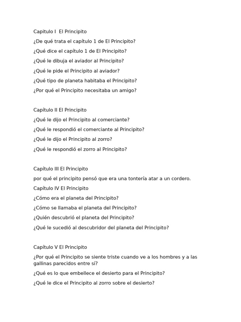 Capitulos Del Principito | PDF