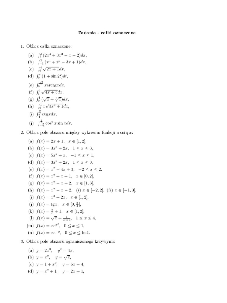 Zadania Calki Ozn 24 | PDF