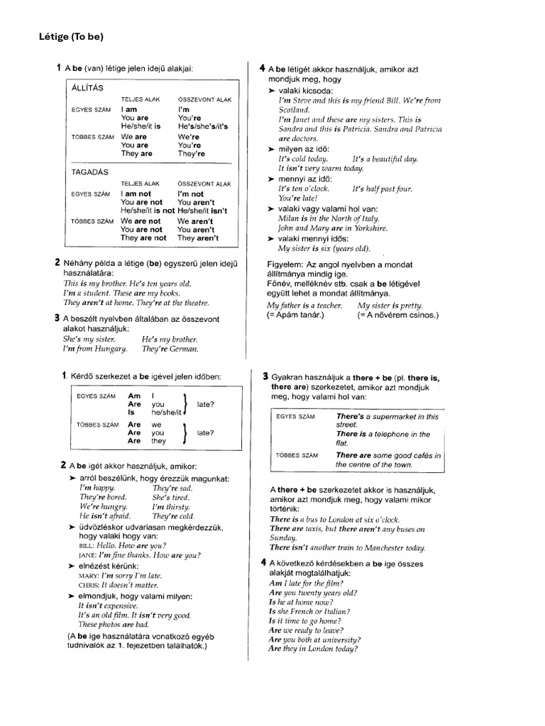 Nyelvtani osszefoglalo | PDF