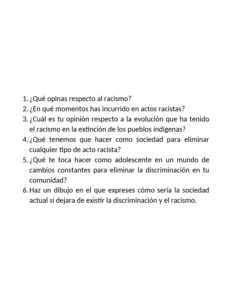 Reflexiones sobre Racismo y Discriminación | PDF