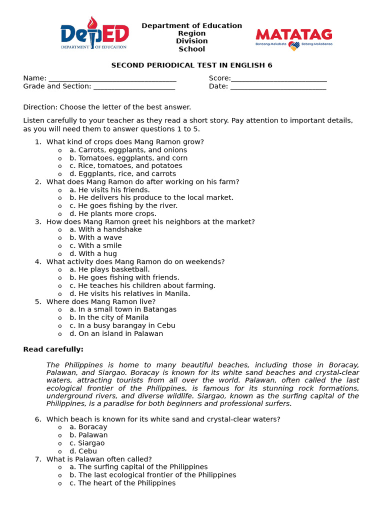 Q2 G6 EXAM ENG | PDF | Propaganda | Information