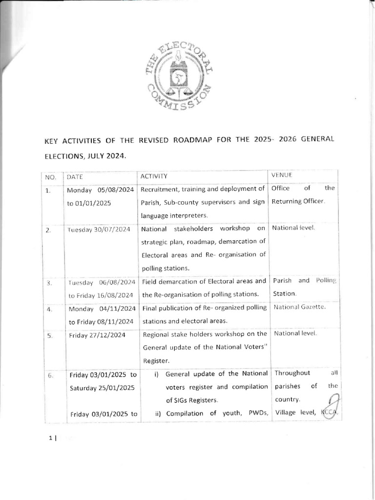 2026 General Elections Revised Roadmap | PDF