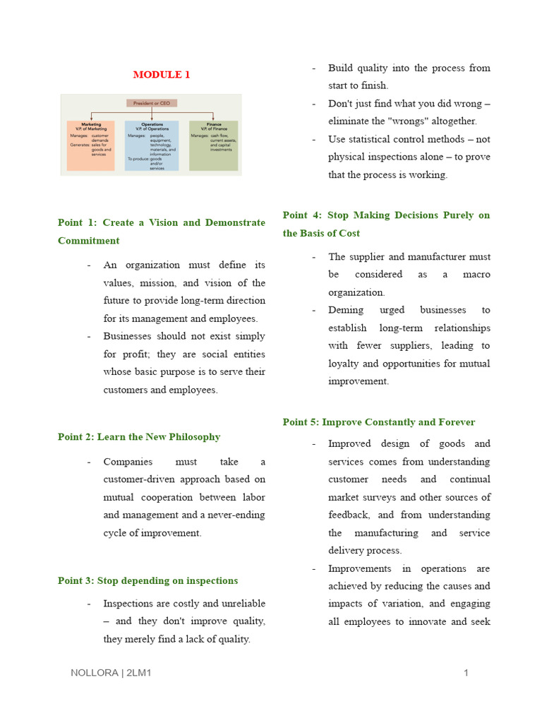 TQM MIDTERM Finish REVIEWER | PDF | Business Process | Production And Manufacturing