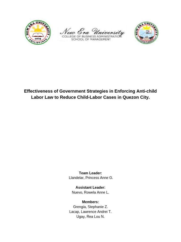 Effectiveness of Government Strategies in Enforcing Anti Child Labor ...