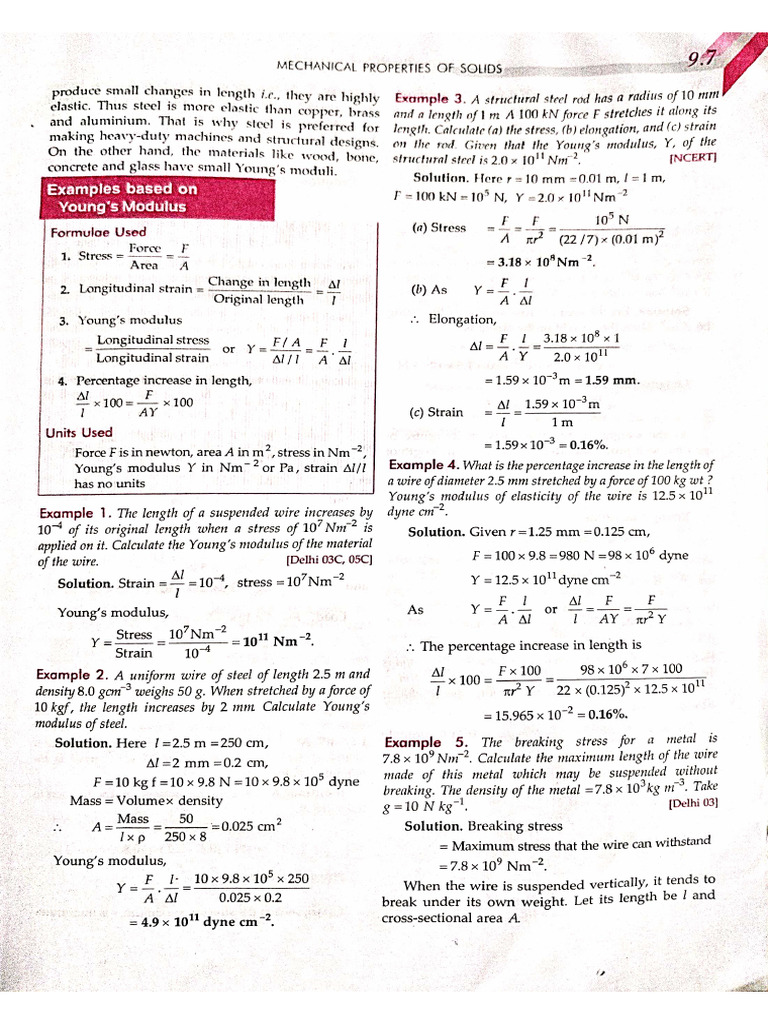 Numericals (Mechanical Properties of Solids) | PDF