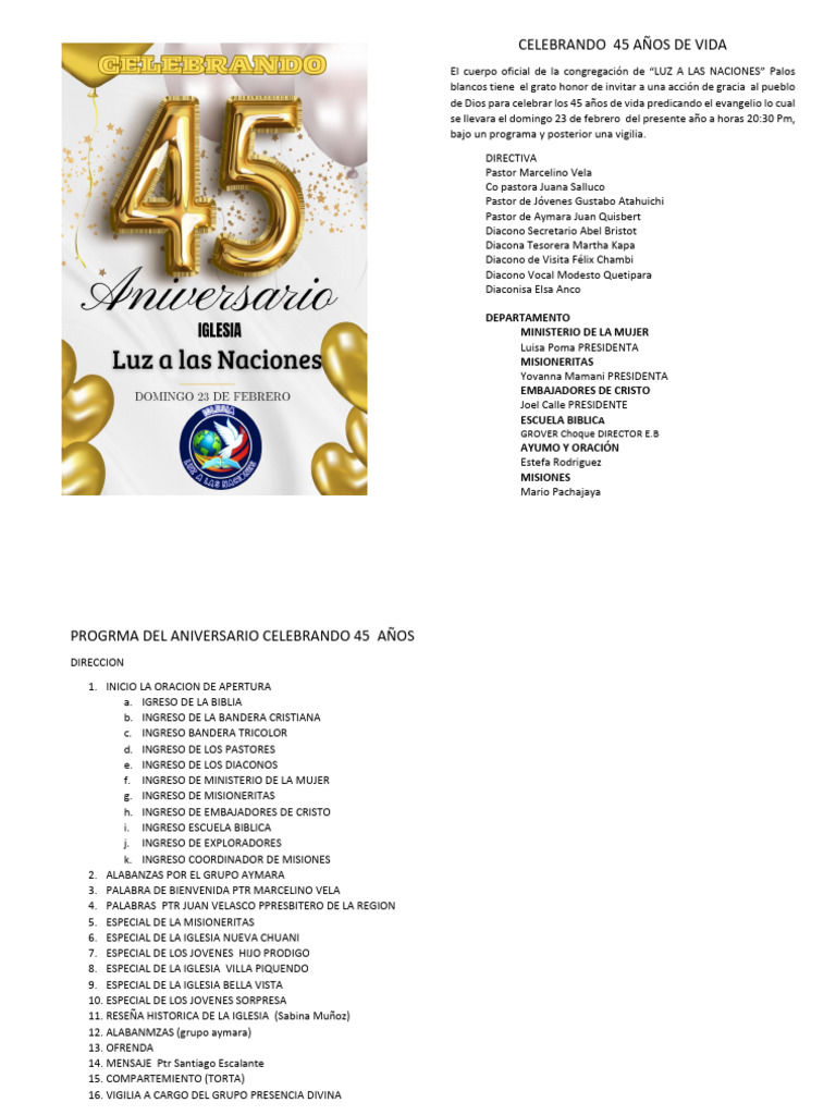 Programa Aniversario | PDF