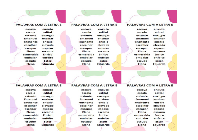 Banco de Palavras Letra E | PDF