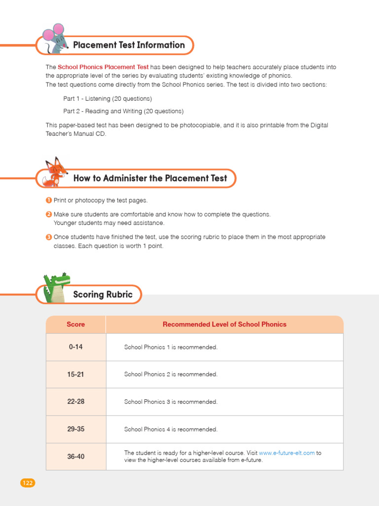 Phonics Placement Test Overview | PDF | Phonics | Applied Linguistics
