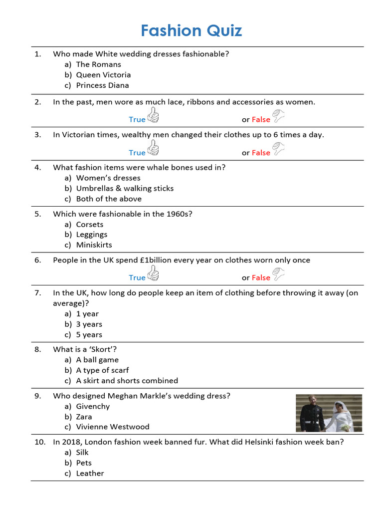 Fashion Quiz | PDF