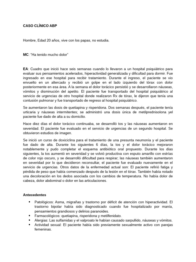 Caso clinico ABP | PDF | Neumonía | Enfermedades y trastornos