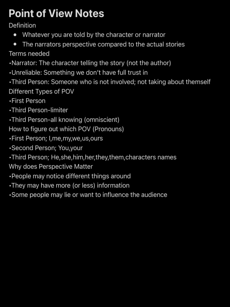 Point of View Notes | PDF