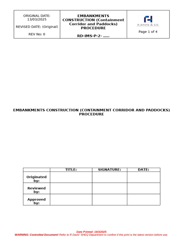 Embankment Construction Procedure Guide | PDF | Safety | Occupational ...