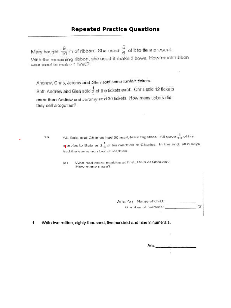 Repeated Practice Questions | PDF