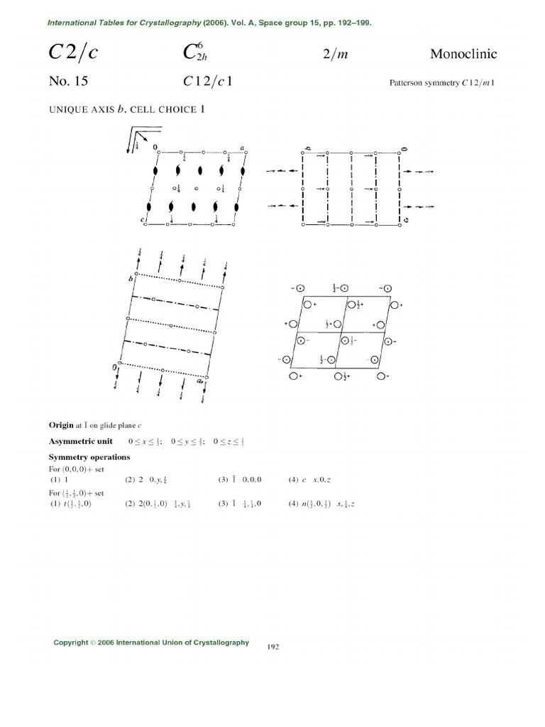 Space Group C2c No15 | PDF