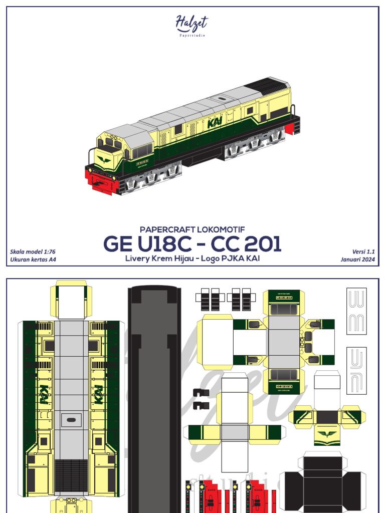 (Halzet) Papercraft Lokomotif CC 201 - Vintage | PDF