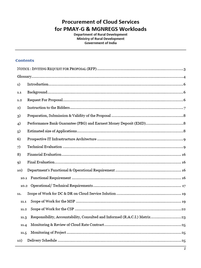 RFP_Cloud_for_PMAY-G_and_MGNREGA | PDF | Cloud Computing | Databases