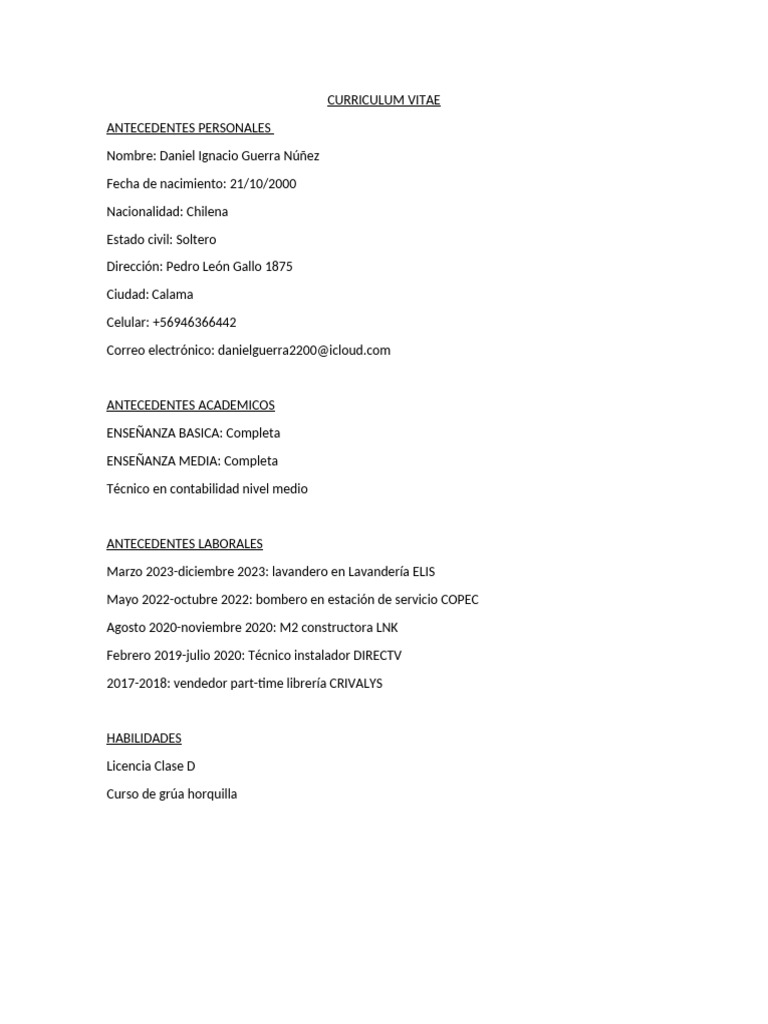 CV Daniel Guerra | PDF
