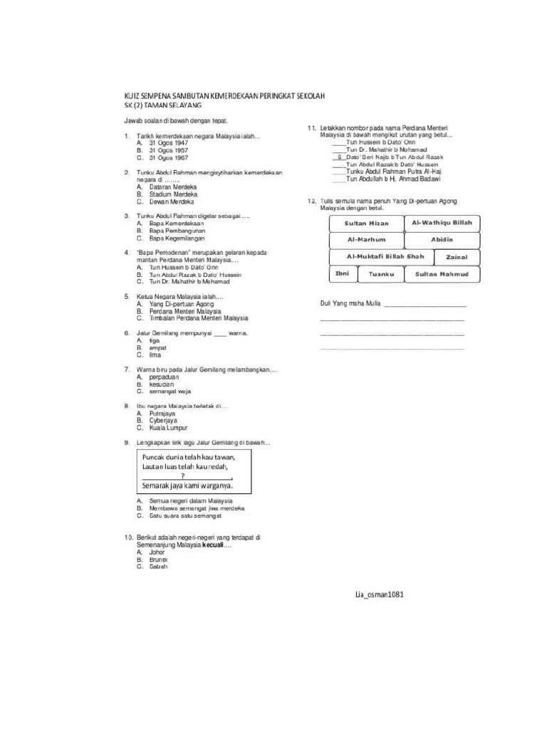 Kuiz Merdeka | PDF