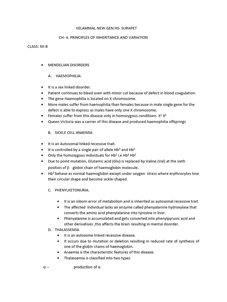12 Bio CH-4 Study Material | PDF | Dominance (Genetics) | Biology