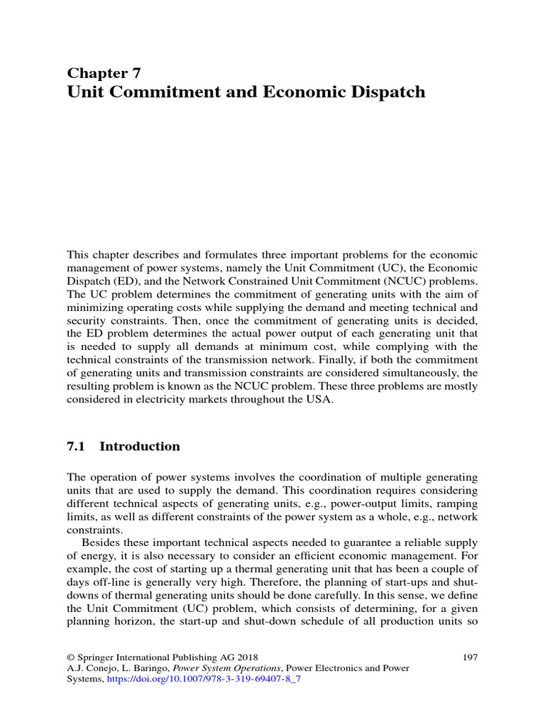 Chapter 7 Unit Commitment and Economic Dispatch | PDF | Electrical Engineering | Physical Quantities