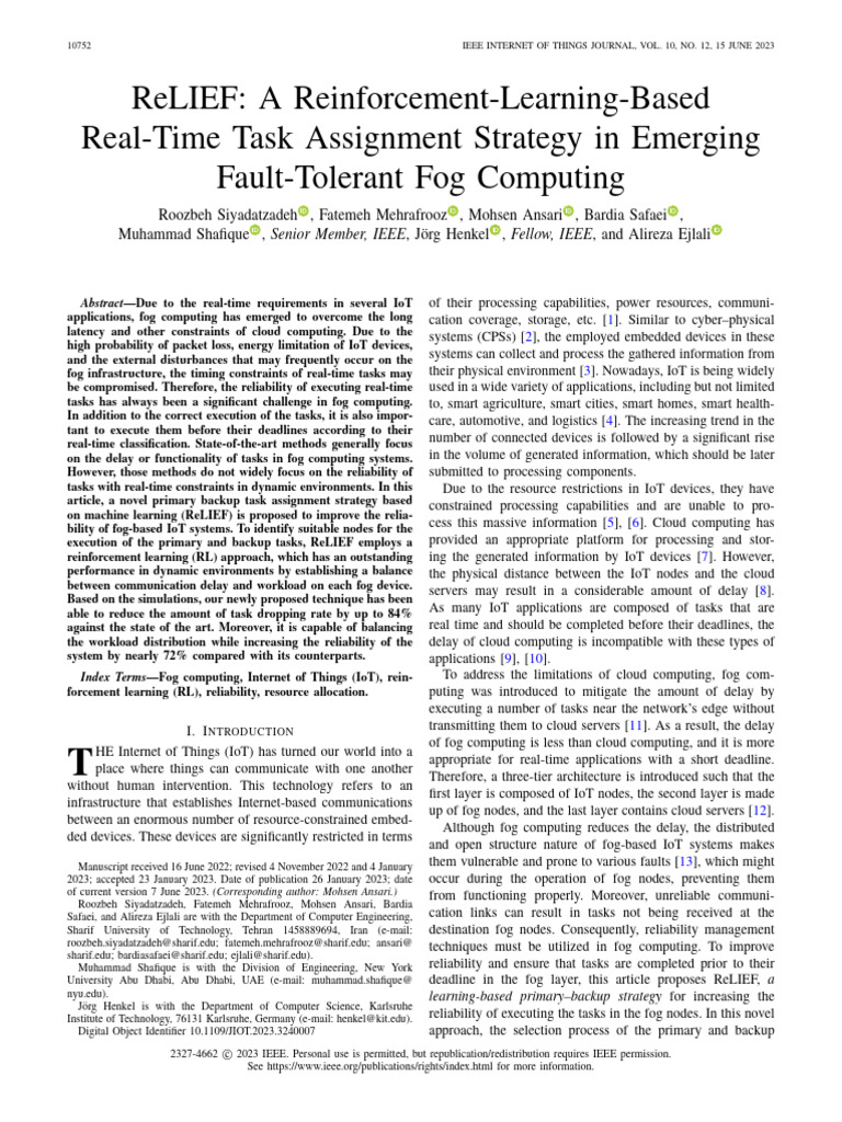 ReLIEF A Reinforcement-Learning-Based Real-Time Task Assignment Strategy in Emerging Fault ...