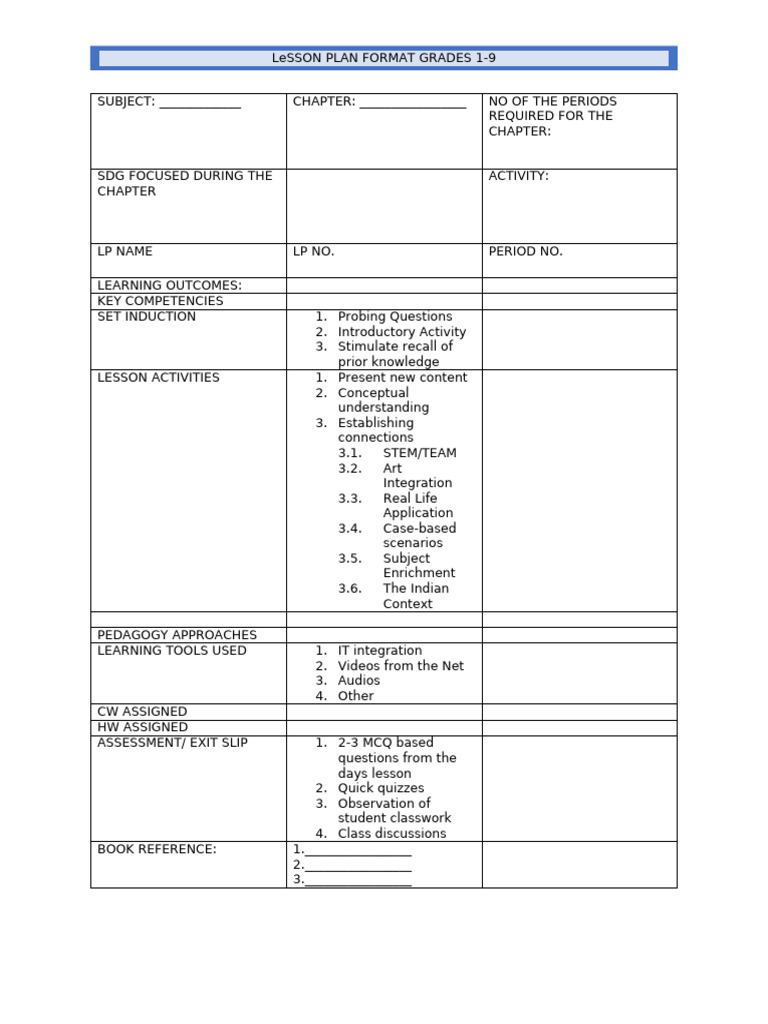 Lesson plan format | PDF