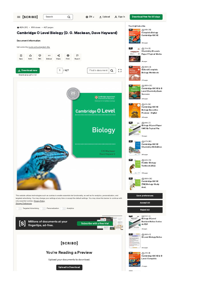 WWW Scribd Com Document 601286136 Cambridge O Level Biology D G Mackean ...