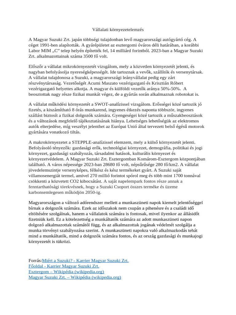 A Magyar Suzuki Zrt (1) | PDF