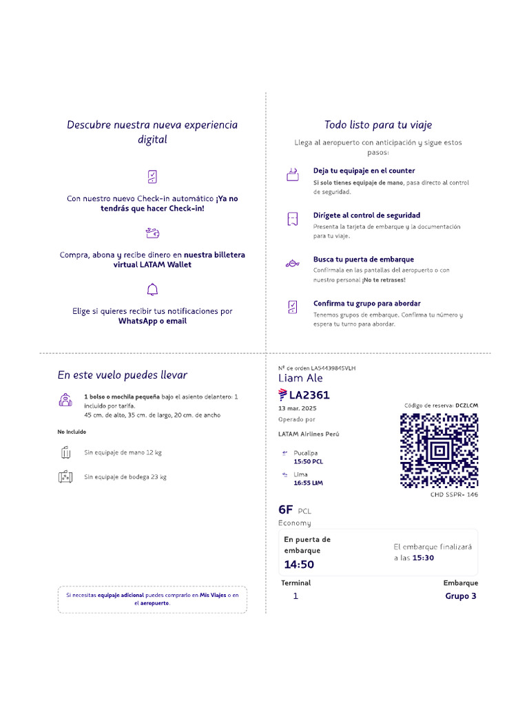 13.03.2025 Liam Ale Pucallpa A Lima | PDF