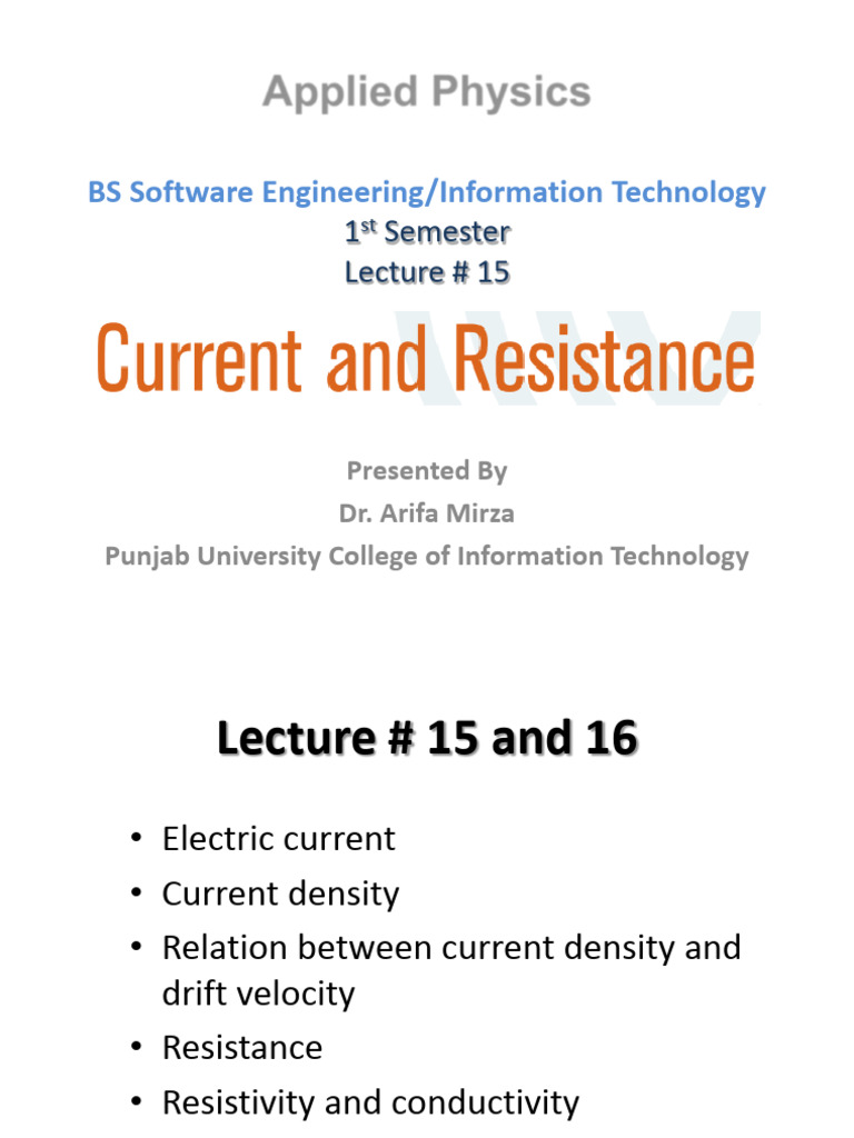 Applied Physics: Electric Current Concepts | PDF