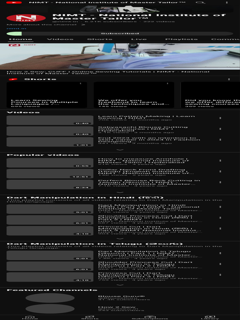 NIMT - National Institute of Master Tailor™ - YouTube | PDF | Sewing | Textile Arts