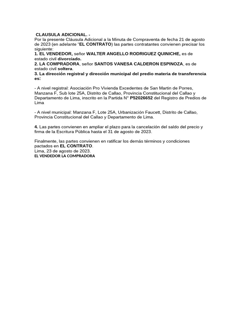 Clausula Adicional | PDF