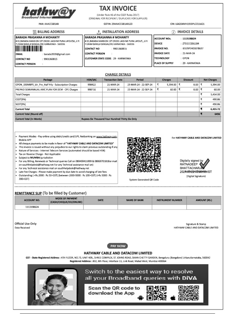 Invoice_Hathway_Mar24-Sep24 | PDF