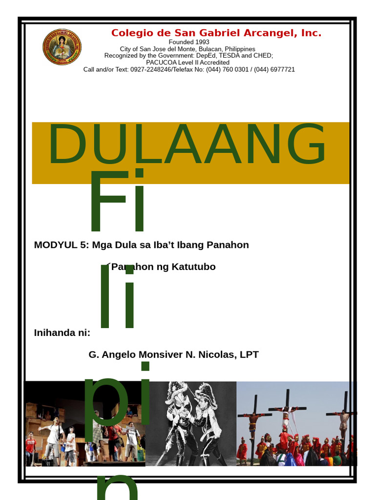 MODYUL5 Dulaang Filipino Midterm 2024 2025 | PDF