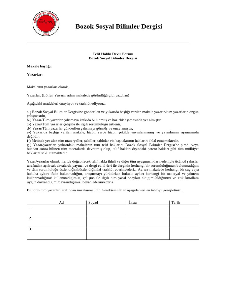 Telif Formu | PDF